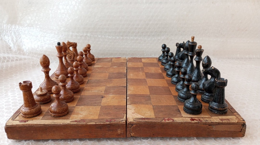 Vintage, Antique, Wooden Chess, Chess Set, Chess Pieces. Gift ...