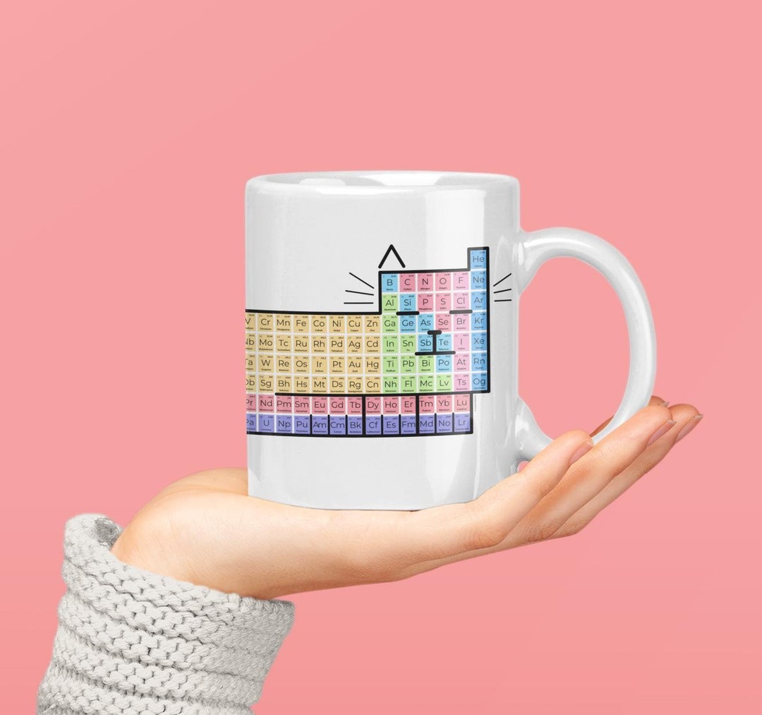 Ceramic Mug, Chemistry Cat Periodic Table of Elements Funny Science Cat ...