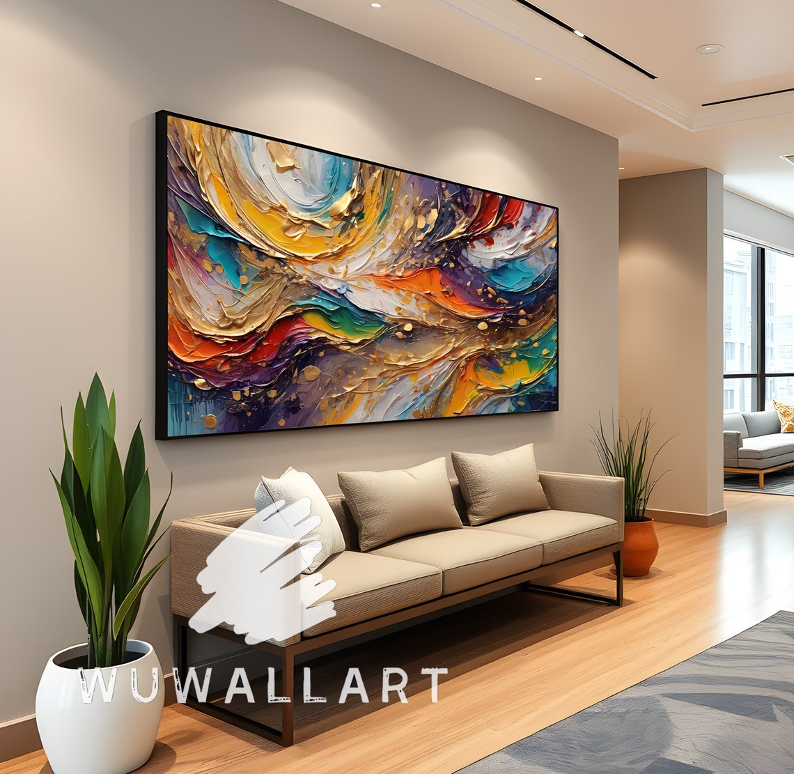 Abstract Gold Accent Art: Vibrant Modern Wall Decor (digital Download ...