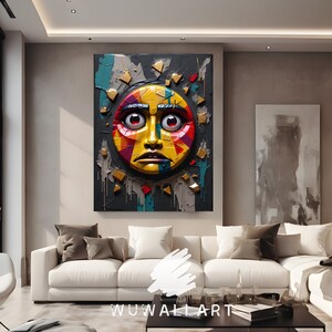 Handcrafted Abstract African Mask Depiction in Acrylic for Modern Home ...