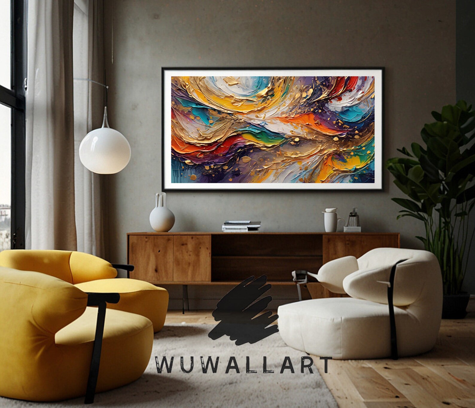 Abstract Gold Accent Art: Vibrant Modern Wall Decor (digital Download ...
