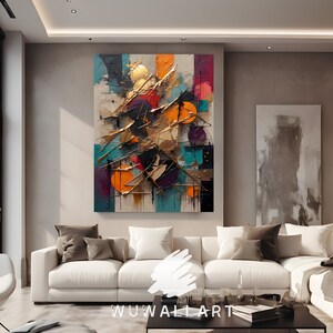 Colorful Extra Large Abstract Art Print With Gold Accents for Modern ...