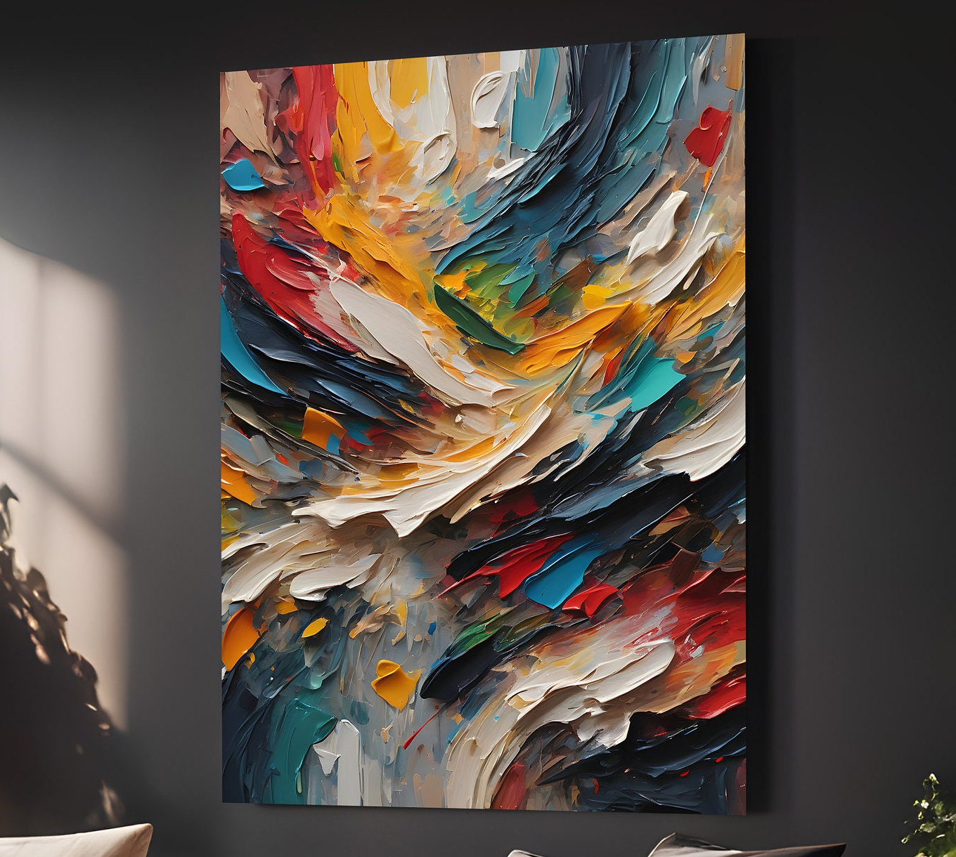 Vibrant Abstract Brush Strokes Digital Download High-resolution Modern ...