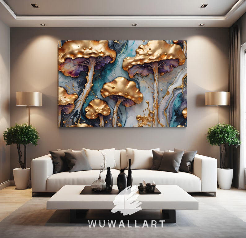 Gold-infused Fungus Abstract Art: Modern Home Decor (digital Download ...