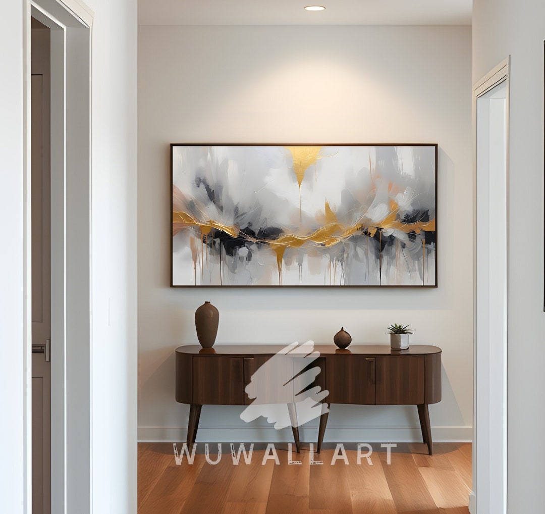 Gold and Grey Abstract Art: Minimalist Modern Painting (digital ...