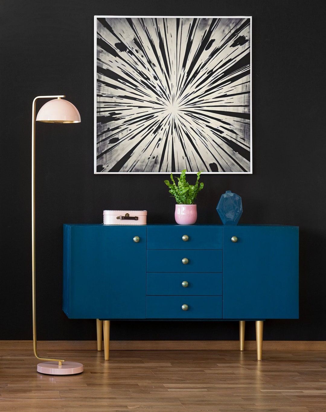 Abstract Explosion Art Print: Black and White Modern Decor (digital ...