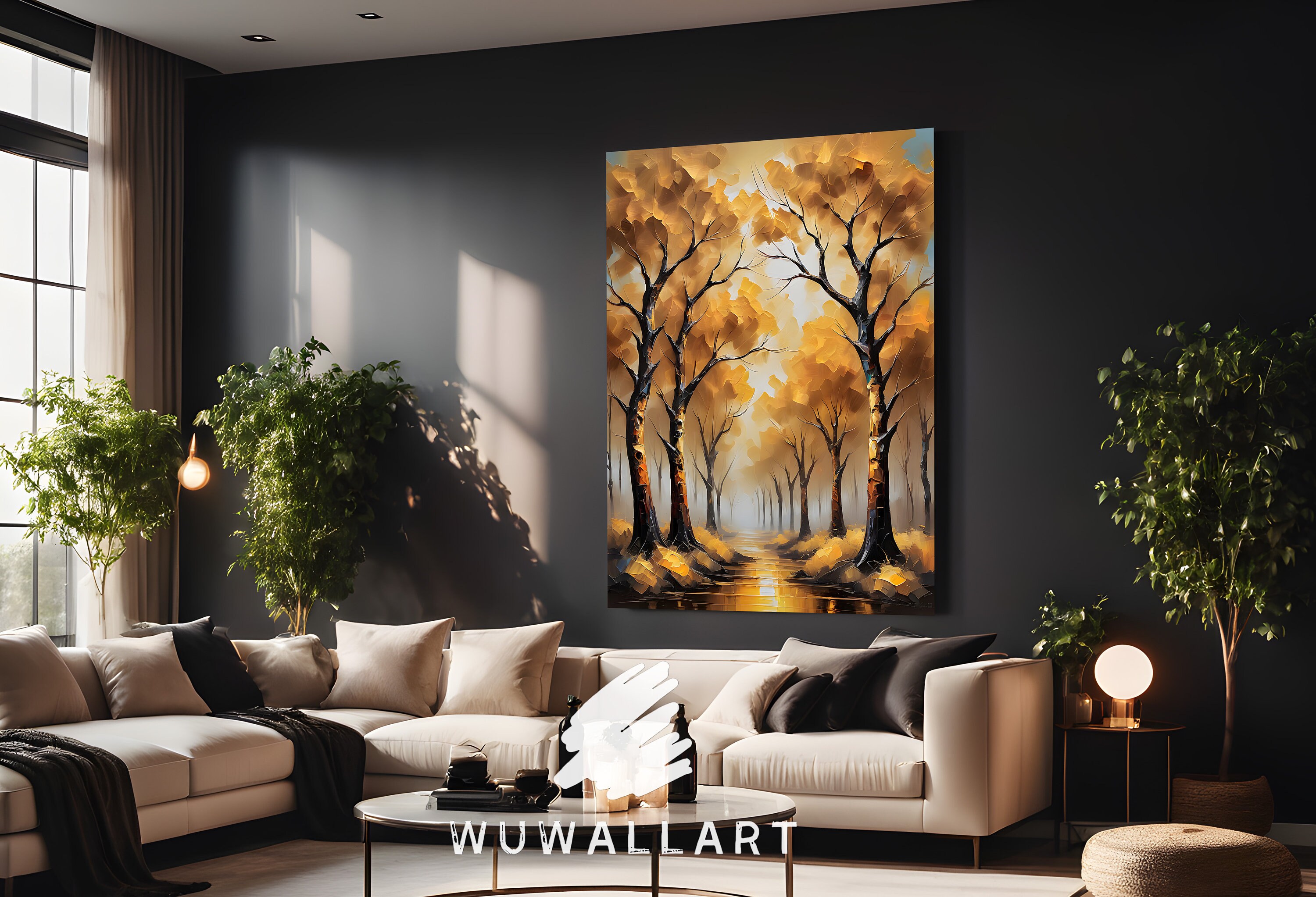 Golden Forest Pathway Abstract Art | Digital Download | Modern Nature ...