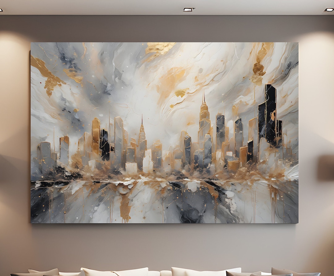 Gold and Grey Abstract Cityscape Digital Download - High-resolution ...