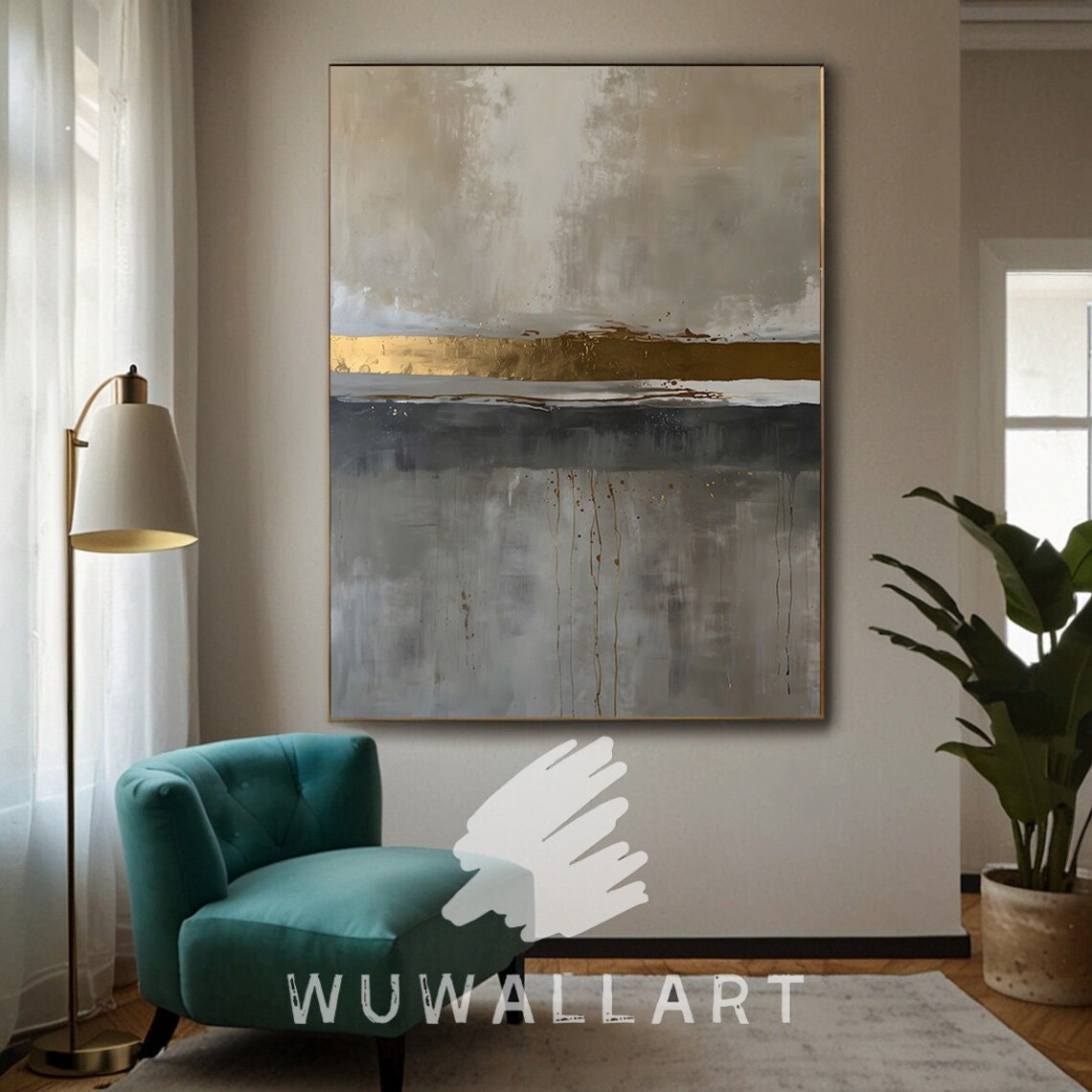 Minimalist Gold and Gray Abstract Art Modern Digital Download for ...