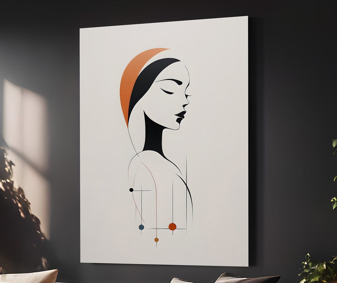 Minimalist Abstract Artwork of a Woman in Profile, Digital Download - Etsy