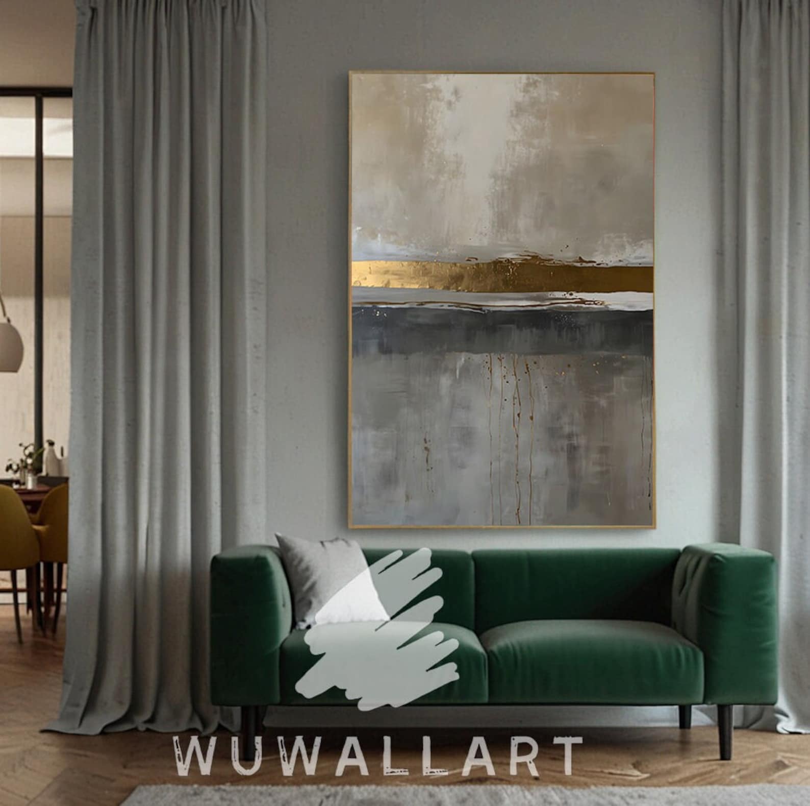 Minimalist Gold and Gray Abstract Art Modern Digital Download for ...