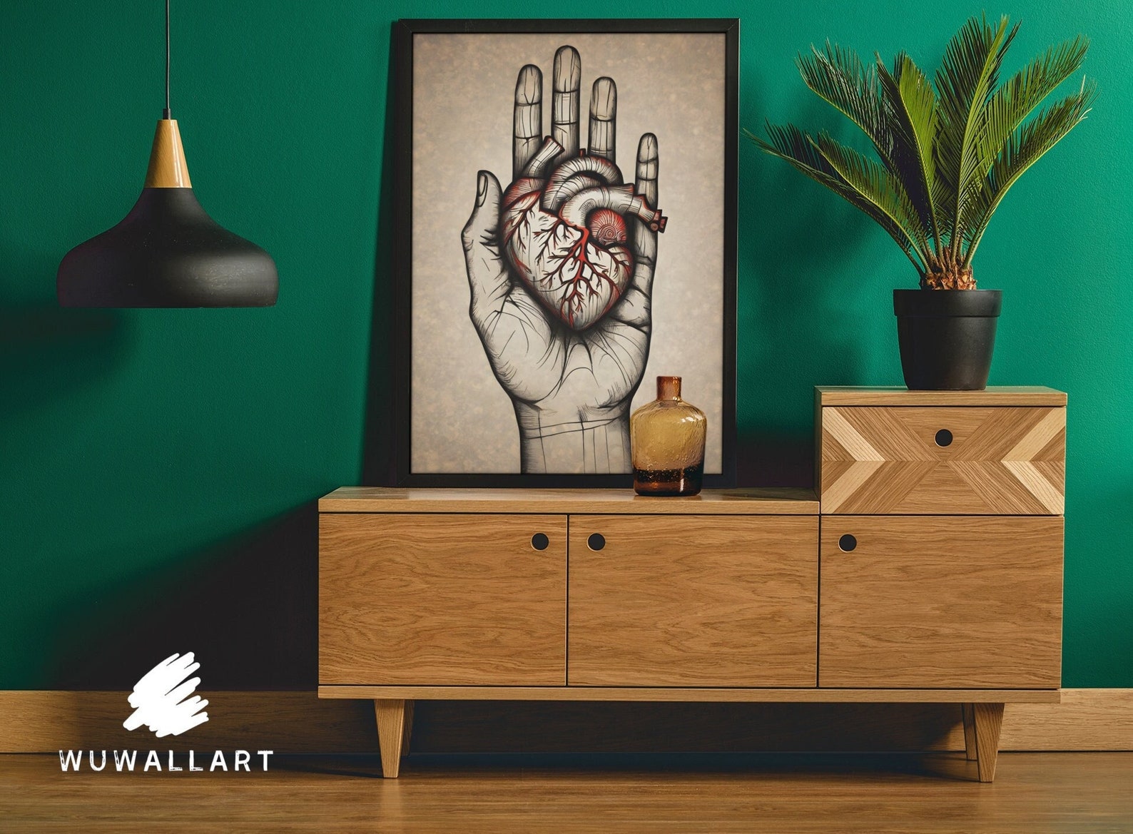 Anatomical Heart Cradled in a Human Hand Wall Print | Digital Download ...