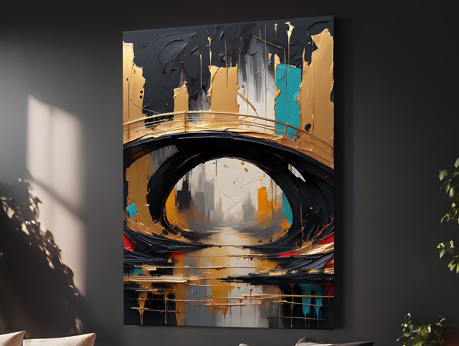 Golden Bridge Abstract Art Print: Modern Home Decor (digital Download ...