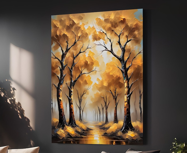 Golden Forest Pathway Abstract Art | Digital Download | Modern Nature ...