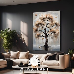 Large Abstract Acrylic Tree Painting With Gold and Colorful Accents for ...