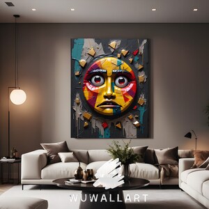 Handcrafted Abstract African Mask Depiction in Acrylic for Modern Home ...