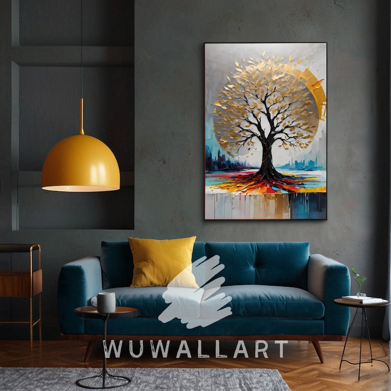 Golden Tree of Life Abstract Art - Modern Digital Download, Nature ...