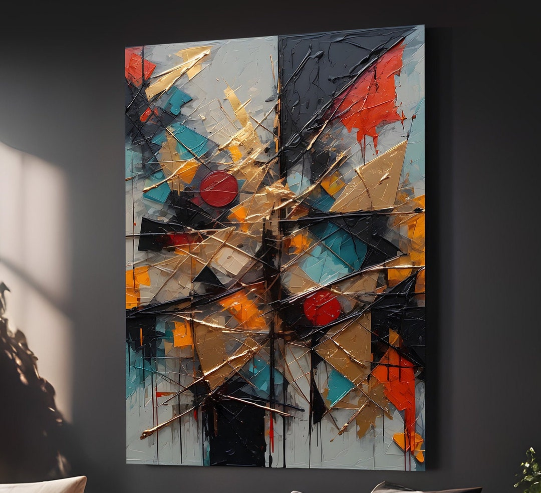 Bold and Vibrant Extra Large Abstract Acrylic Wall Art With Gold ...