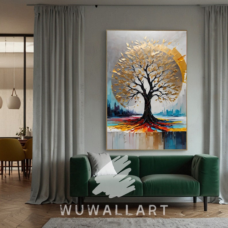 Golden Tree of Life Abstract Art - Modern Digital Download, Nature ...