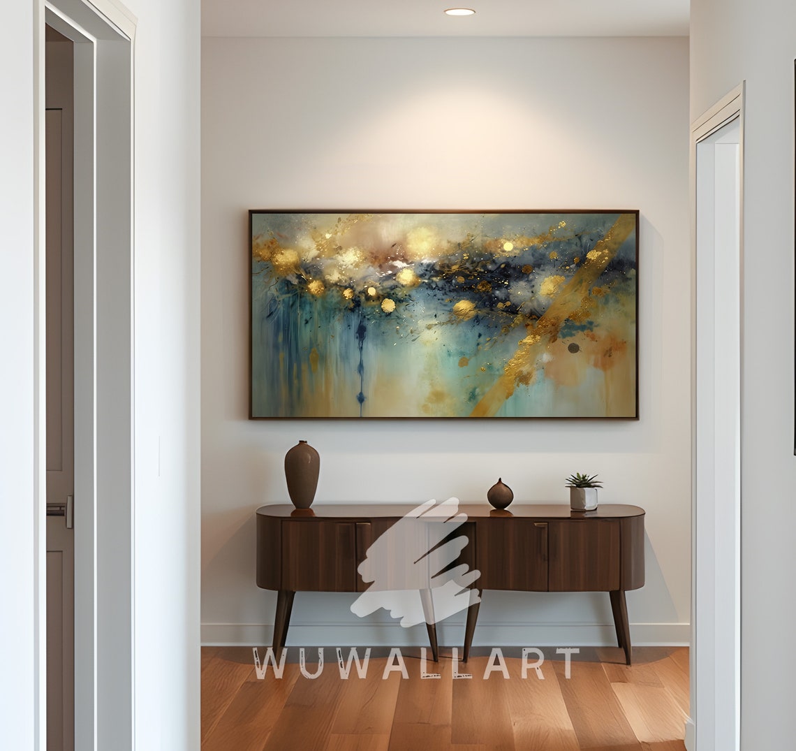 Abstract Gold and Blue Wall Art, Digital Download, Modern Art Print ...