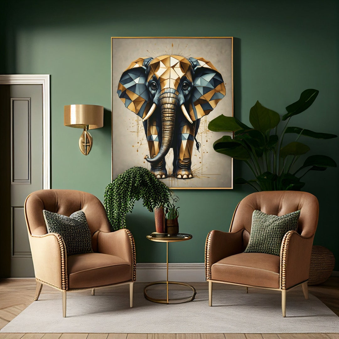 Geometric Elephant Design as Modern Wall Art for Contemporary Decor ...