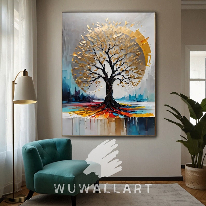 Golden Tree of Life Abstract Art - Modern Digital Download, Nature ...