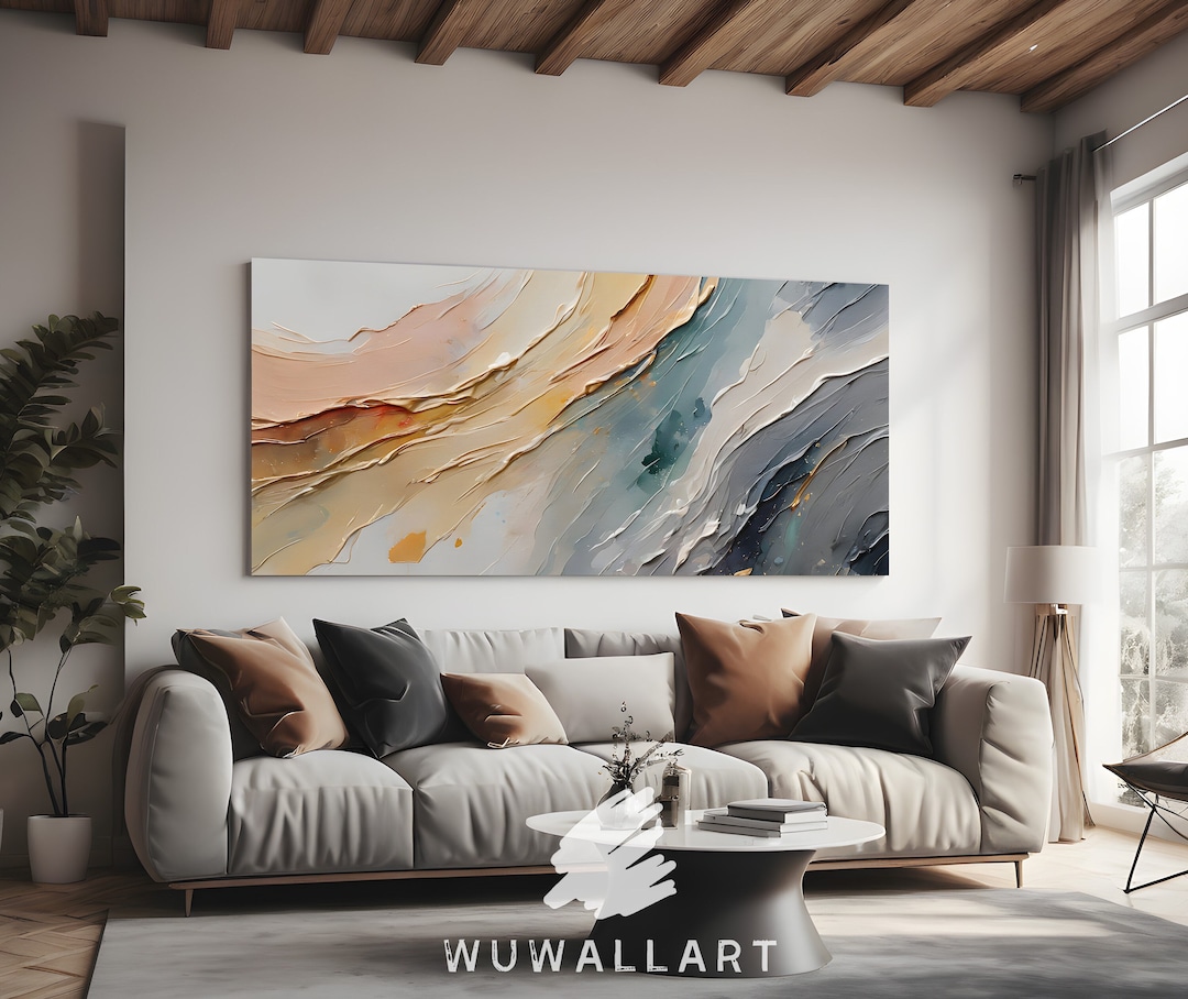 Gold and Gray Abstract Art Print: Modern Acrylic Painting (digital ...
