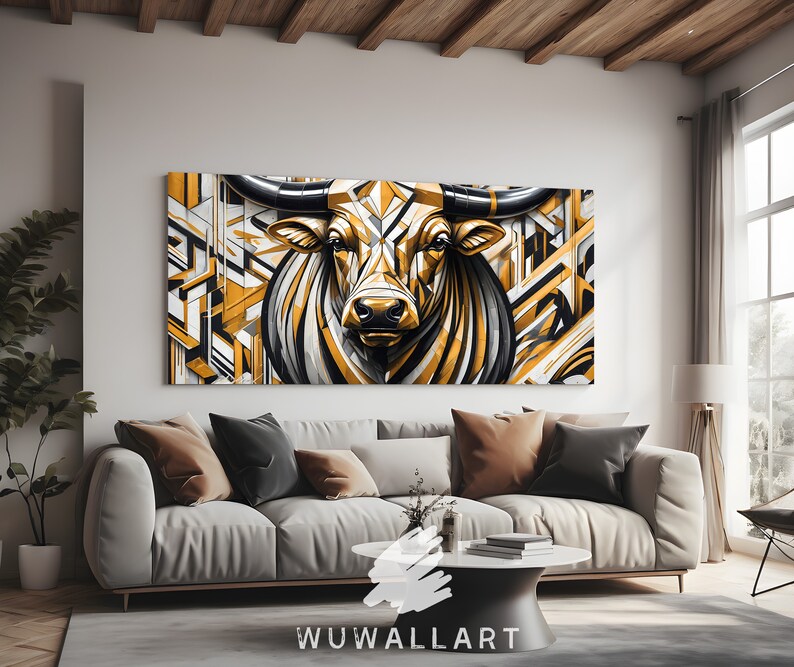 Geometric Bull Abstract Art Digital Download - High-resolution Modern ...