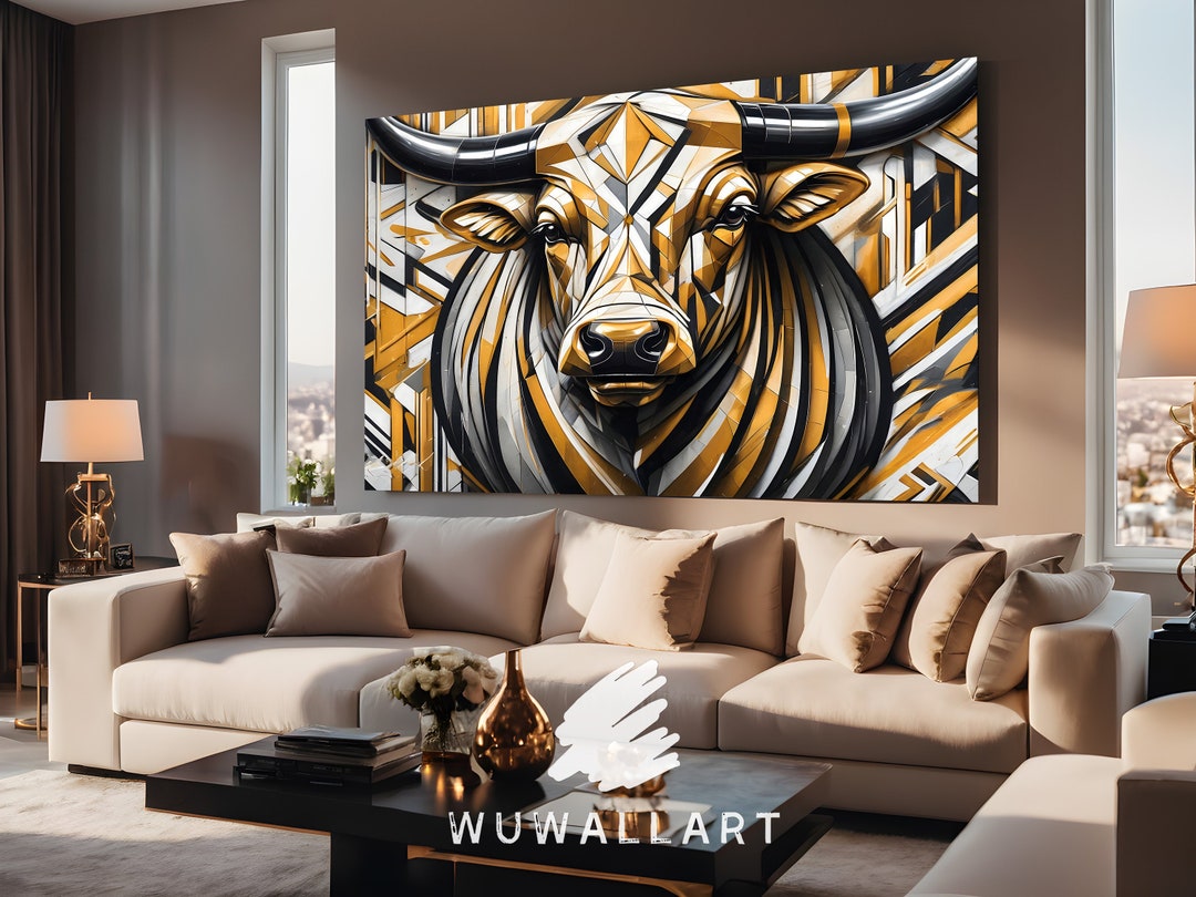 Geometric Bull Abstract Art Digital Download - High-resolution Modern ...