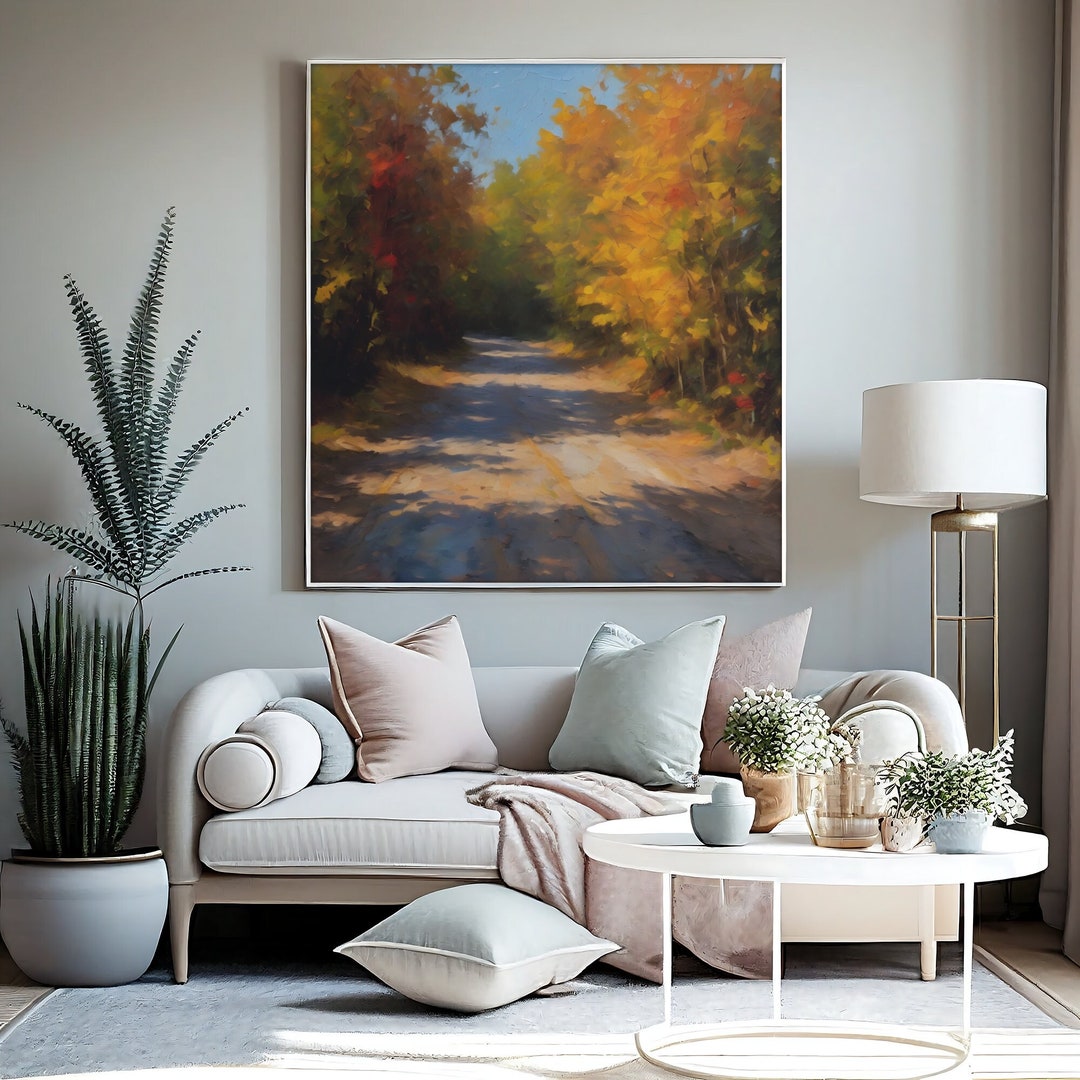Autumn Forest Path Painting: Fall Colors Wall Art (digital Download) - Etsy