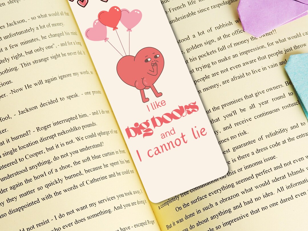 Funny Laminated Bookmark – "i Like Big Books" With Heart Character - Etsy