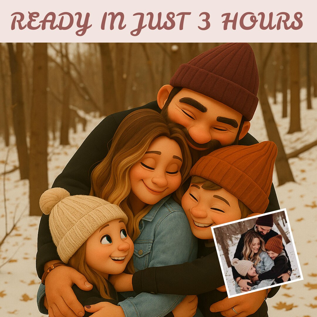 Custom Cartoon Family Portrait From Photo – Personalized Digital ...