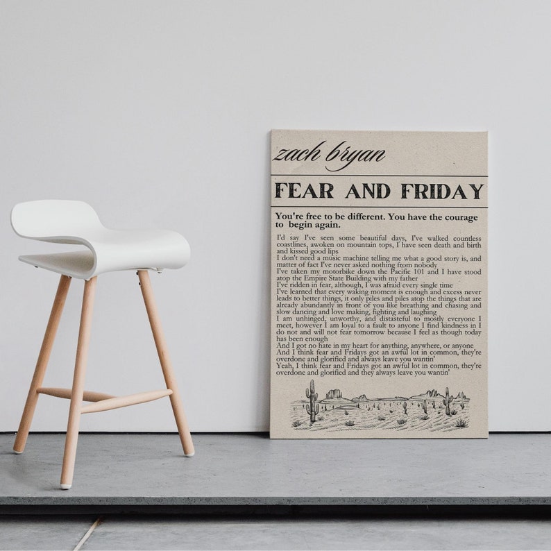Zach Bryan Poster, Fear and Fridays Poem Poster, Retro Newspaper Print ...