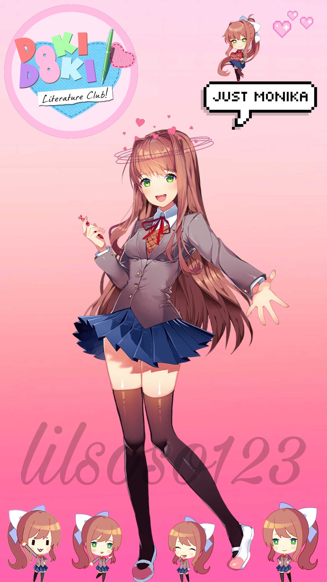 DDLC Monika Wallpaper for iPhone Doki Doki Literature Club Mini Monika - Etsy