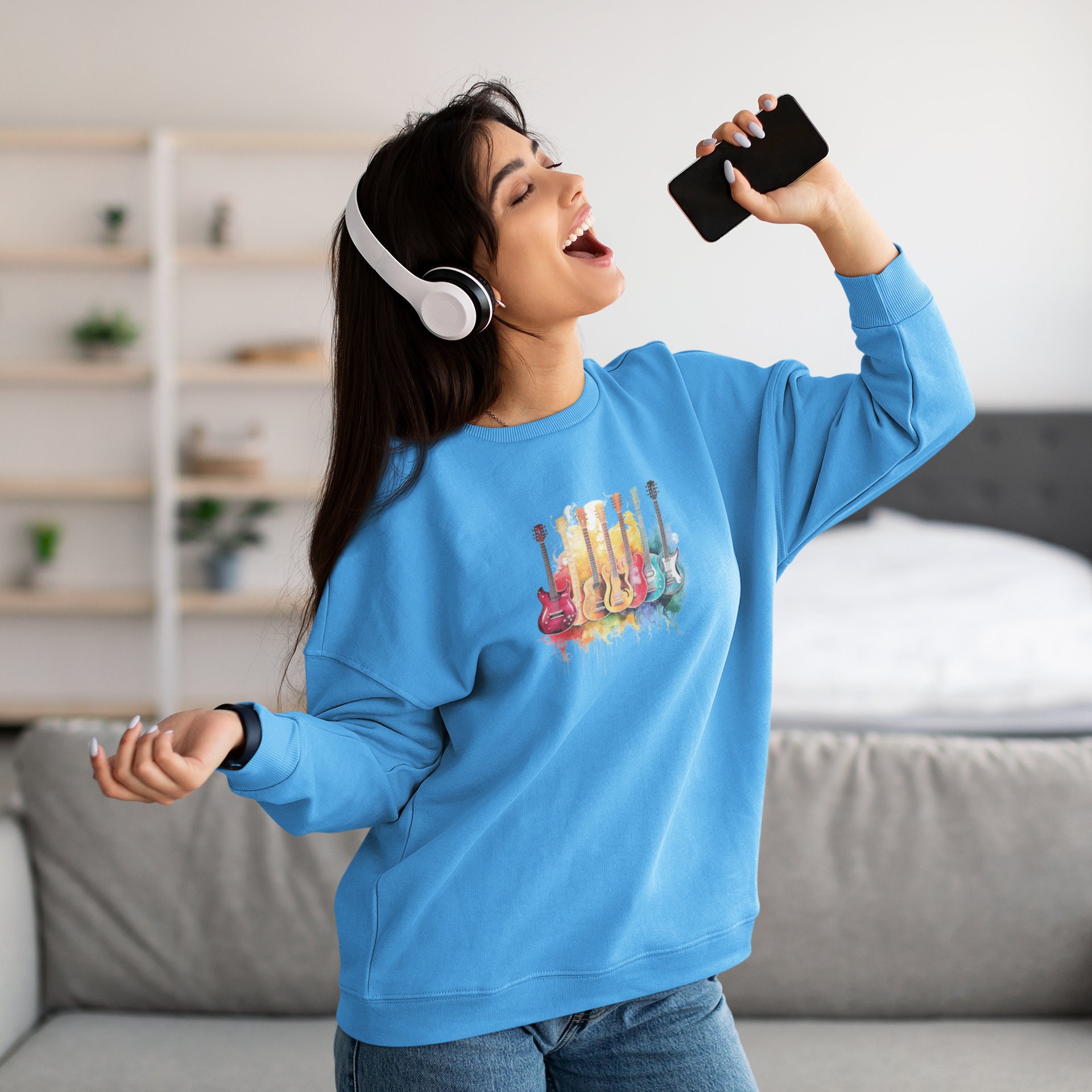 Guitar Sweatshirt, 7 Famous Bass Guitars Player Crewneck Sweatshirt ...