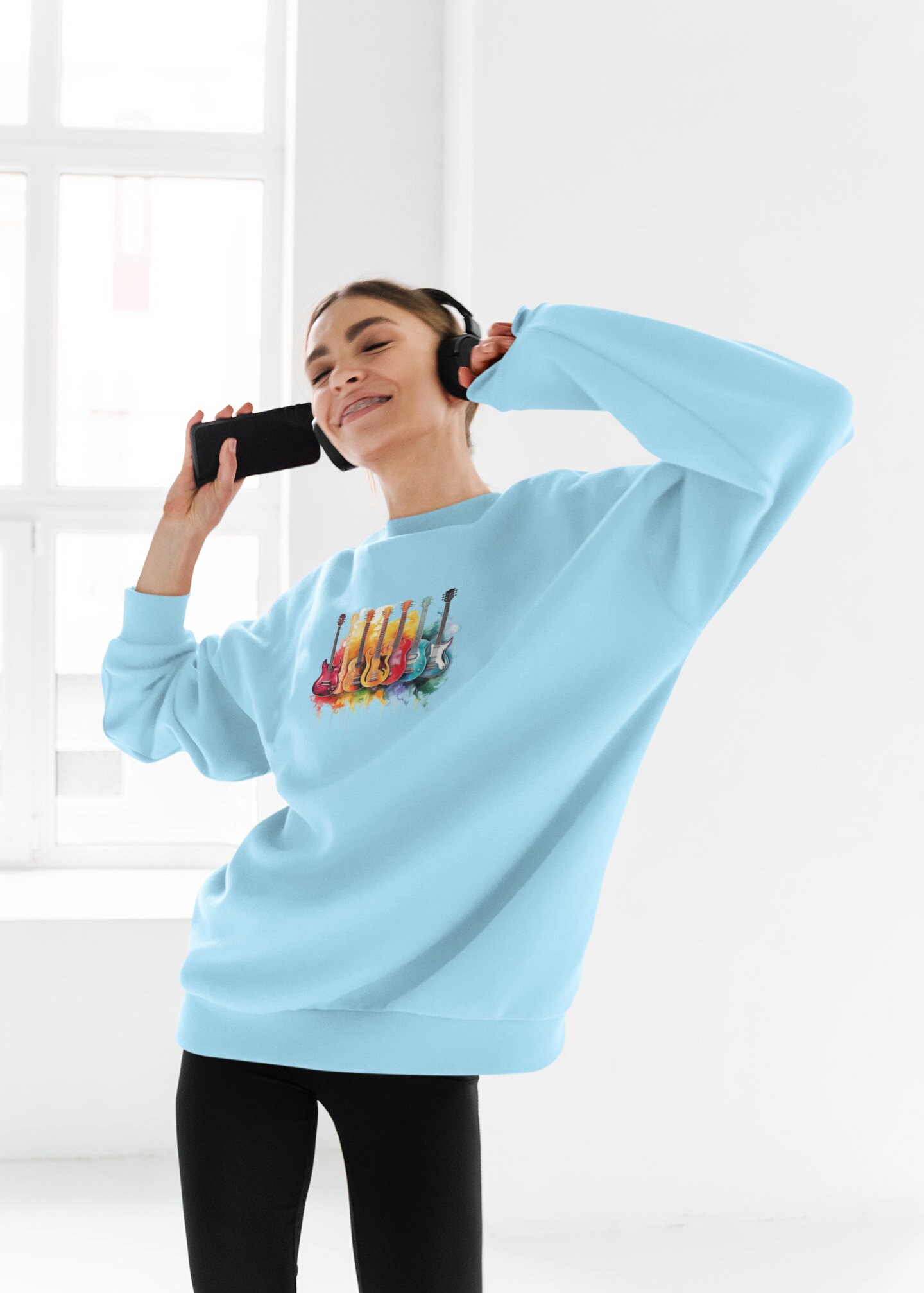 Guitar Sweatshirt, 7 Famous Bass Guitars Player Crewneck Sweatshirt ...