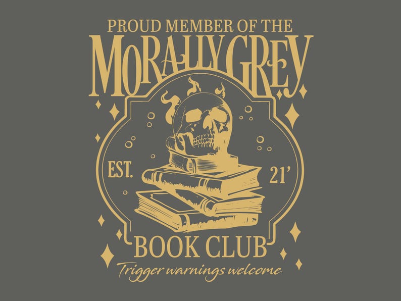 Morally Grey Book Club PNG, Skull Book Lover Gift, Dark Romance Reader ...