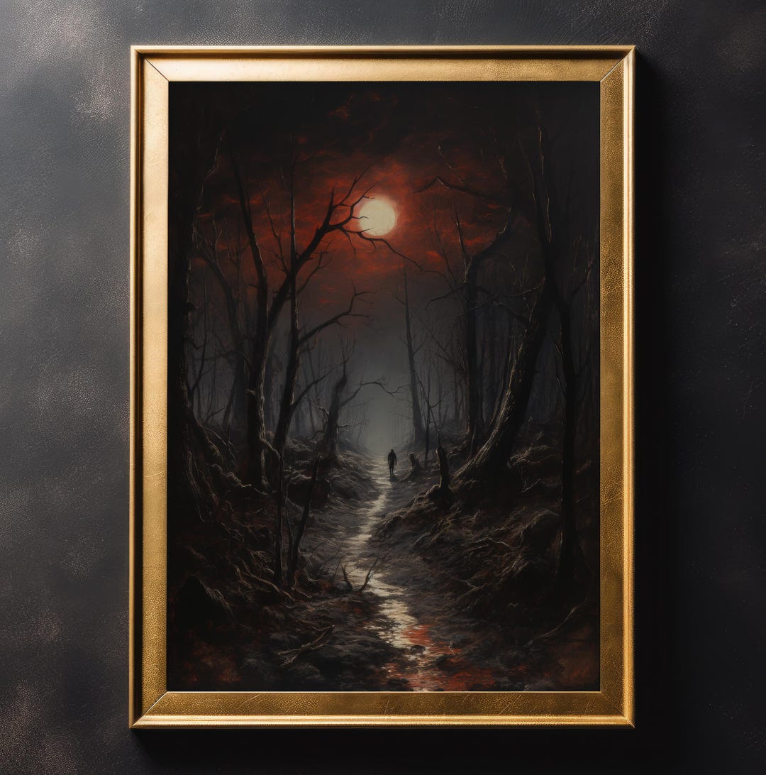 Blood Moon Path Vintage Wall Art Print - Gothic Dark Academia Poster ...