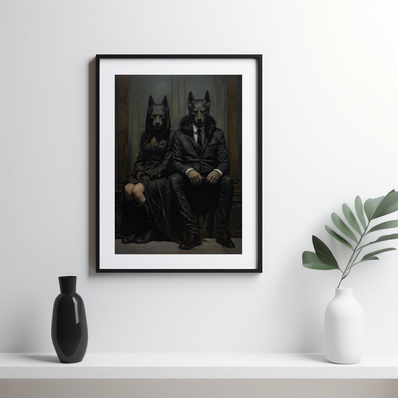 Gothic Wolf Couple Vintage Wall Art Print - Home Decor, Vintage Poster ...