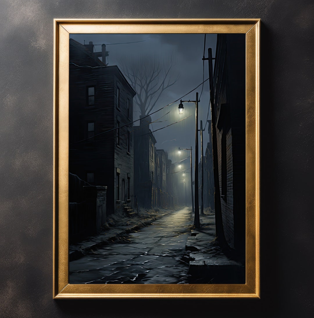 Gloomy Dark Alley Vintage Wall Art Print - Vintage Poster, Art Poster ...