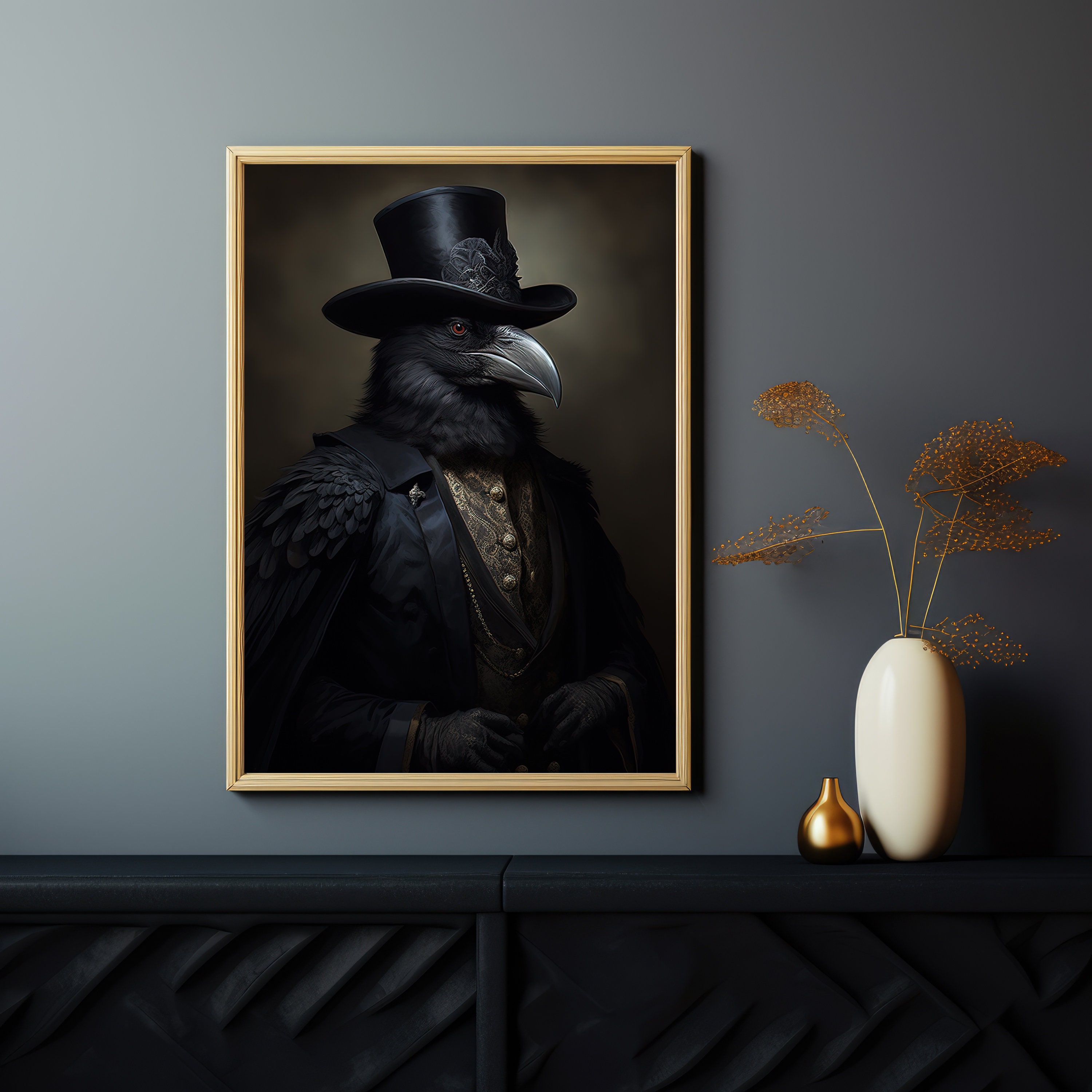 Victorian Black Raven Vintage Wall Art Print - Home Decor, Vintage ...