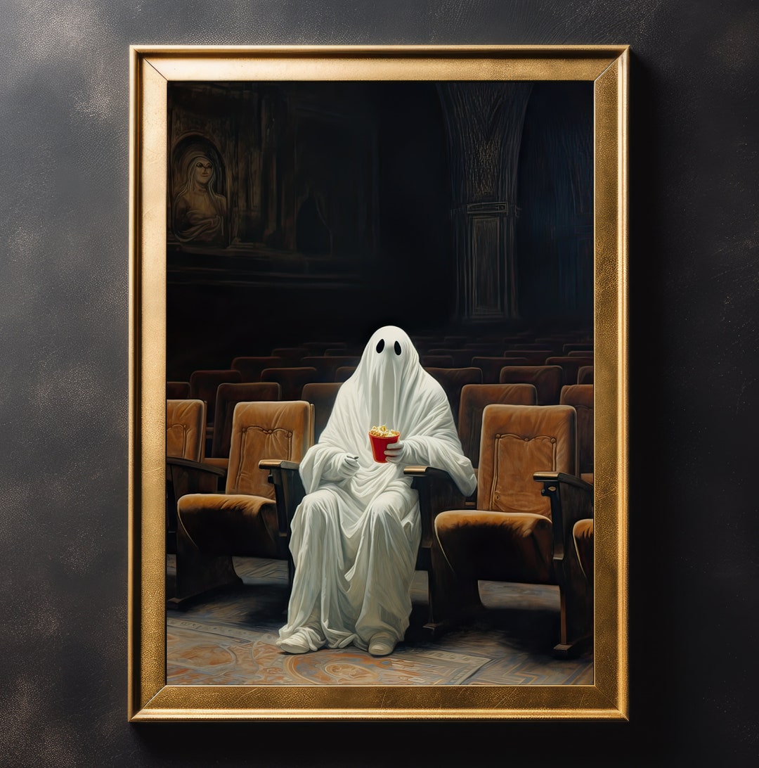 Ghost Eating Popcorn in Theatre Vintage Wall Art Print - Vintage Poster ...