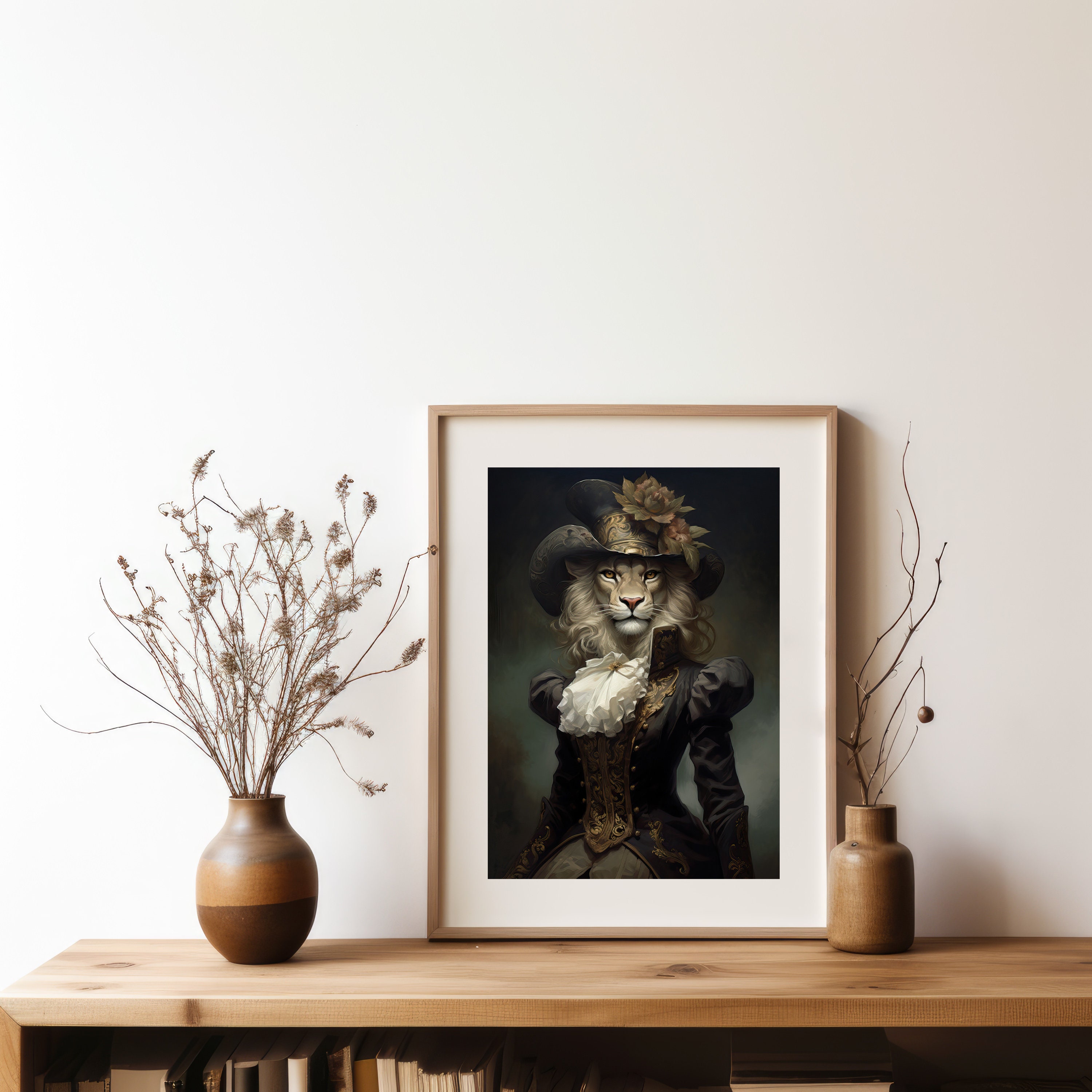 Victorian Female Lion in Dress Vintage Wall Art Print - Home Decor ...