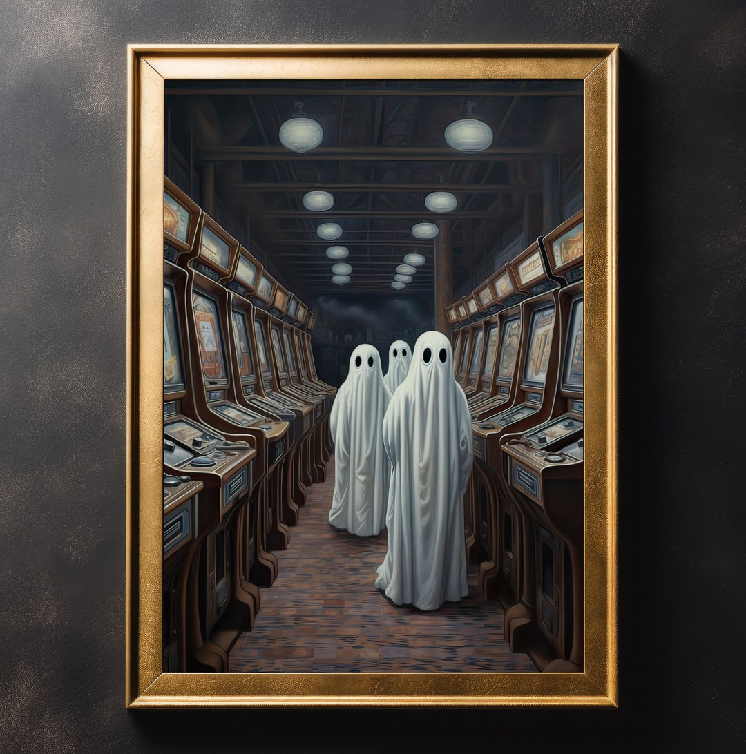 Spooky Arcade Ghosts Poster | Gothic Vintage Wall Art | Dark Academia ...