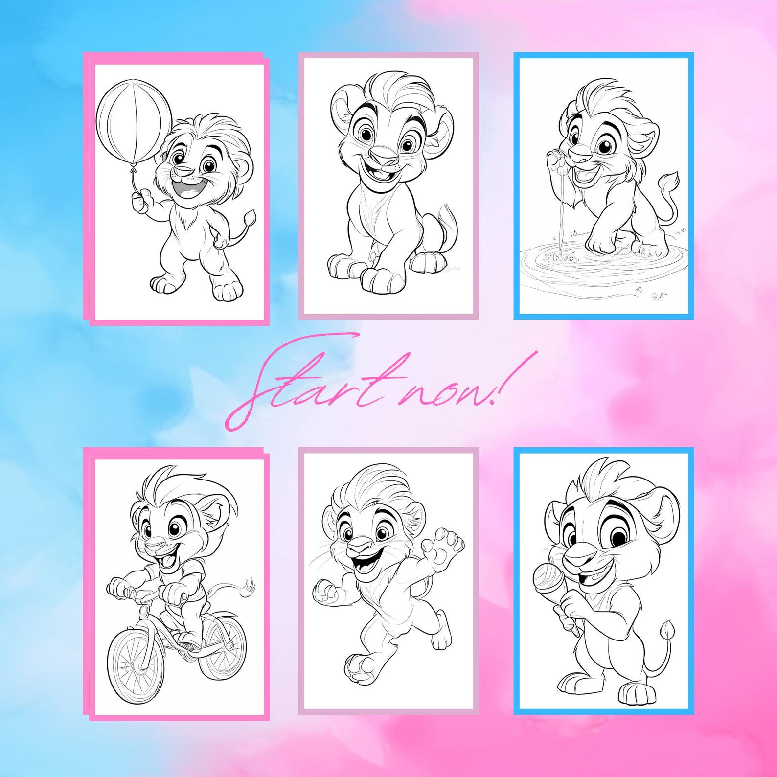 Cute Lion Coloring Pages for Kids | 6 Printable Coloring Pages in A4 ...
