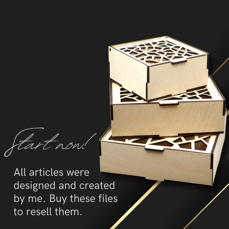 Set of 3 Ornamental Box Designs for Laser Cutting With 100% Resell ...