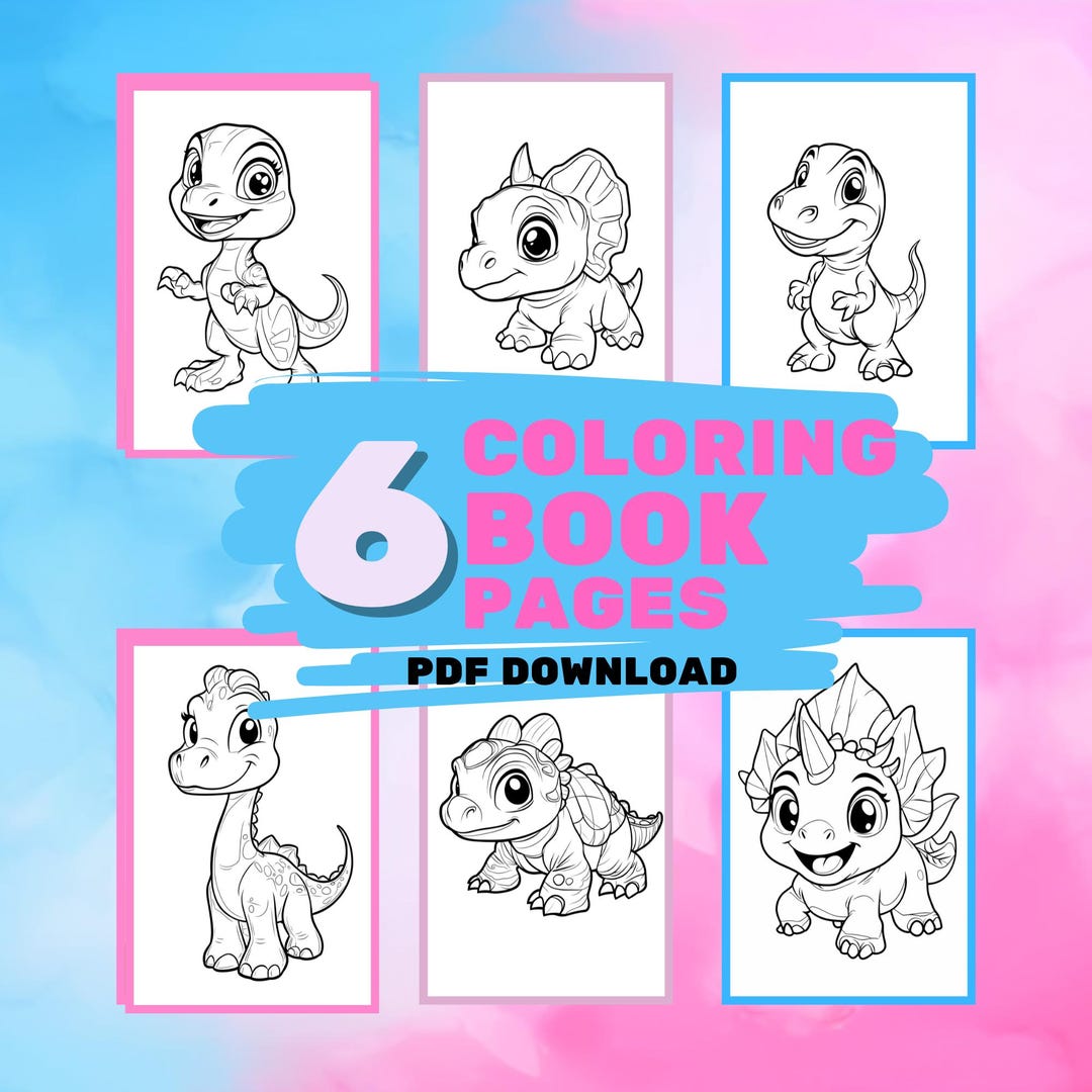 Cute Dinosaur Coloring Pages for Children | 6 Printable Coloring Pages ...
