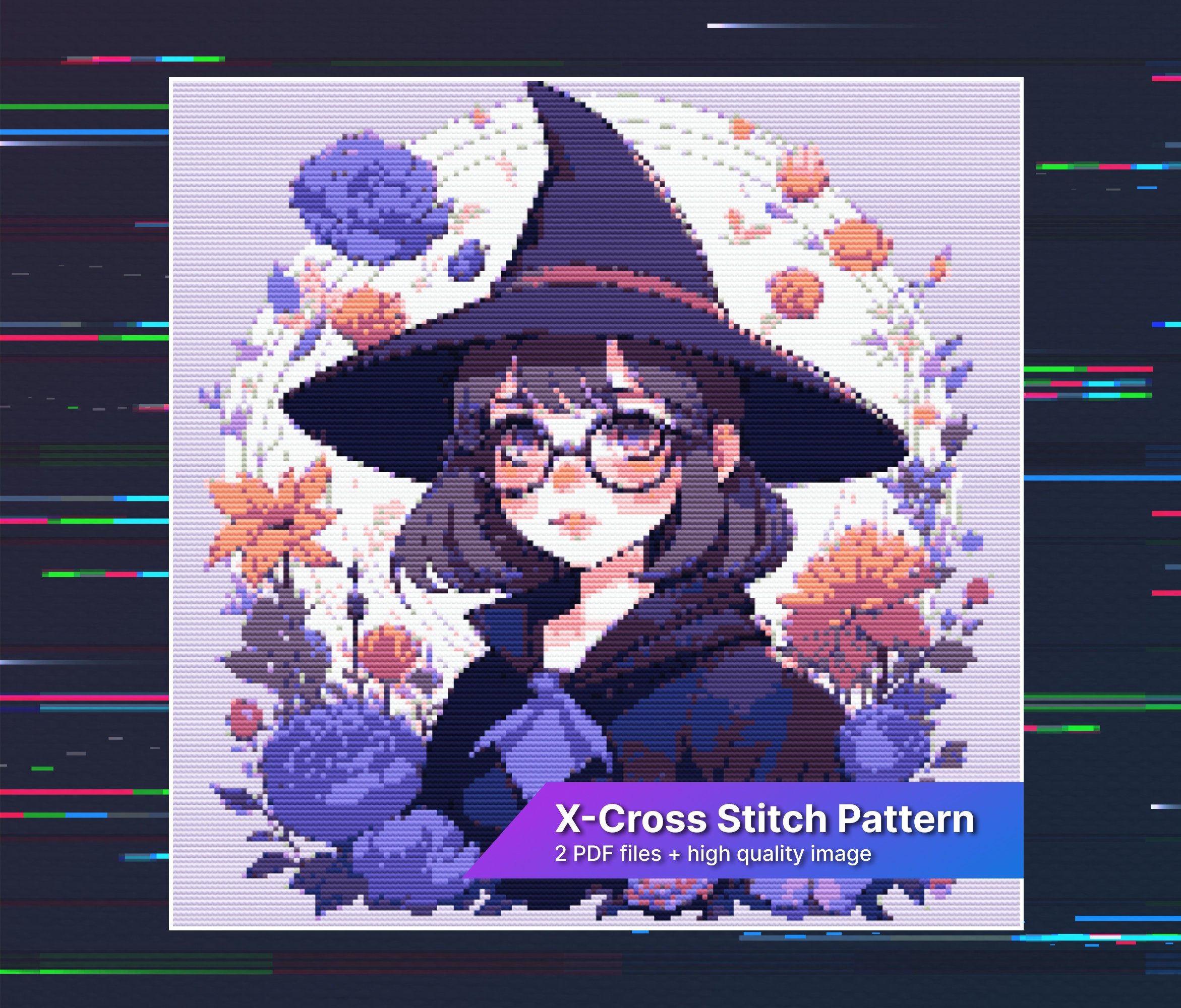 Witch With Glasses, Cross Stitch Pattern, Xstitch, Magic, Mysterious ...