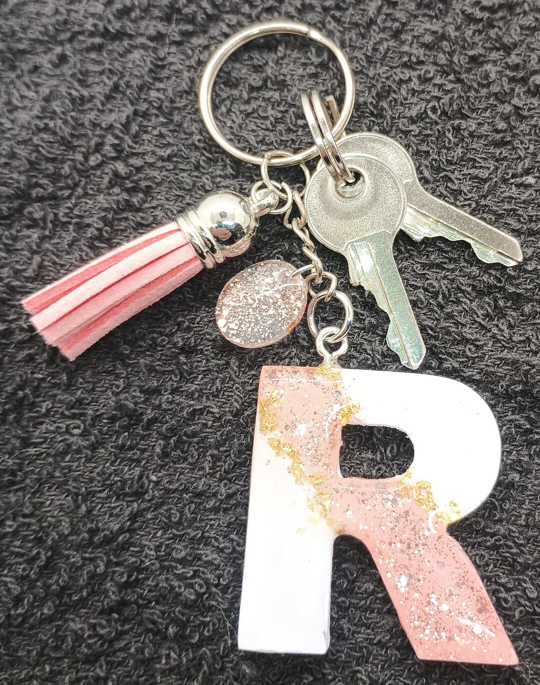 Rose Gold Geod Letter R Keychain - Etsy