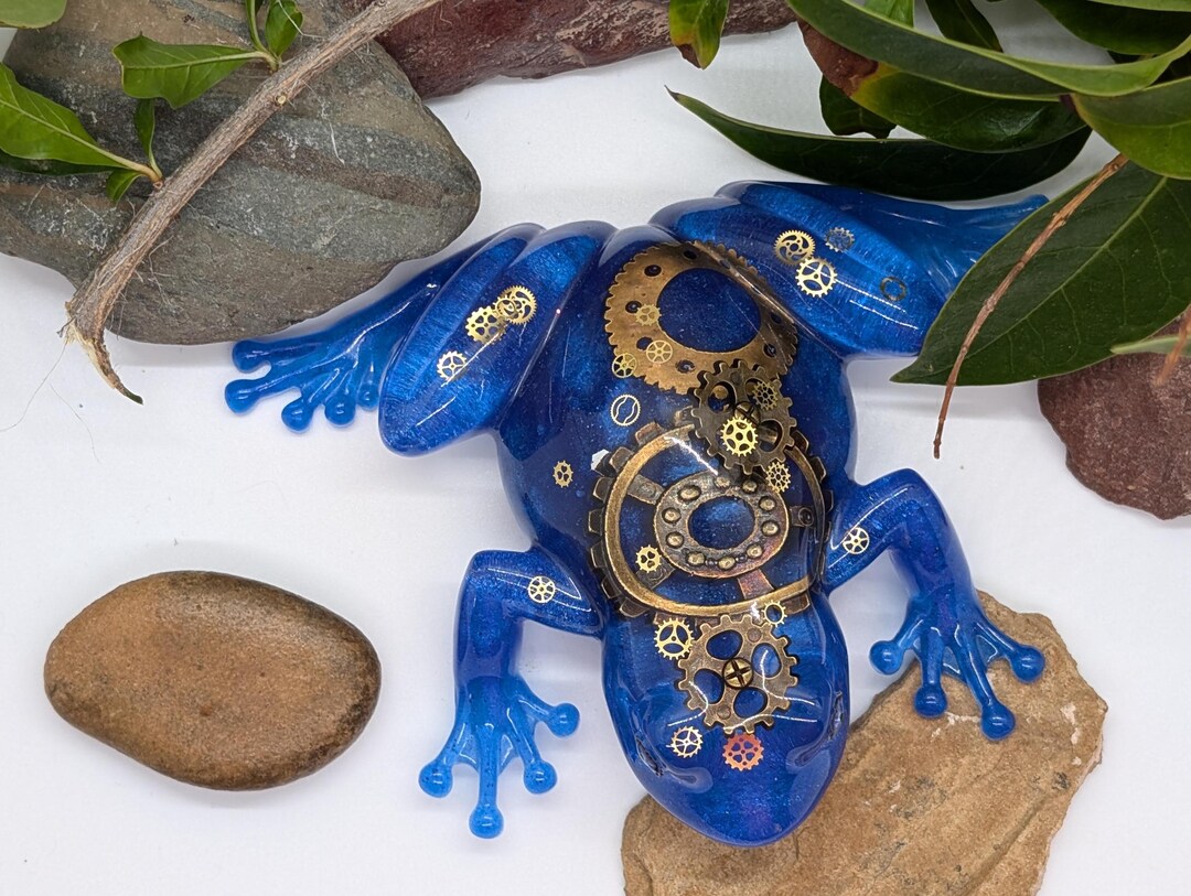 Decorative Gears Frog in Blue - Etsy